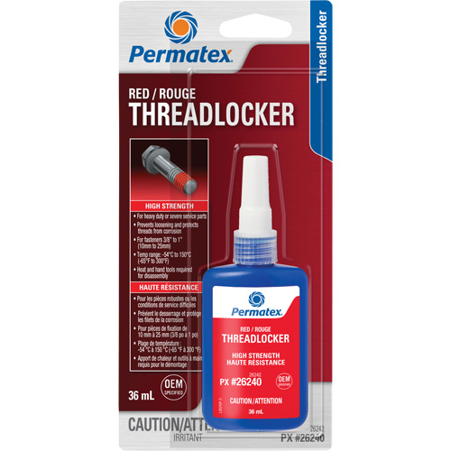 Permatex Permanent Strength Threadlocker, Red, High, 36 ml, Bottle | Buying Direct Corp.