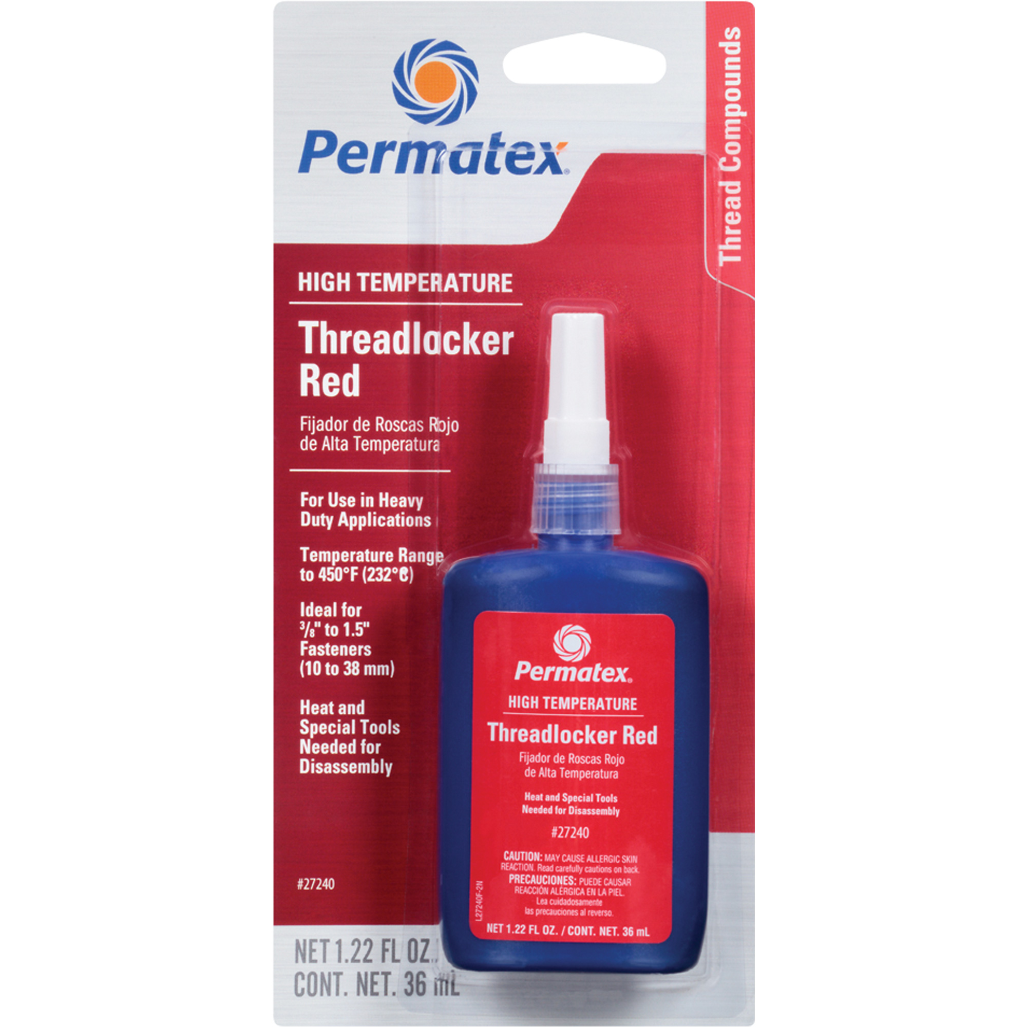 Permatex High Temperature Threadlocker, Red, High, 36 ml, Bottle ...