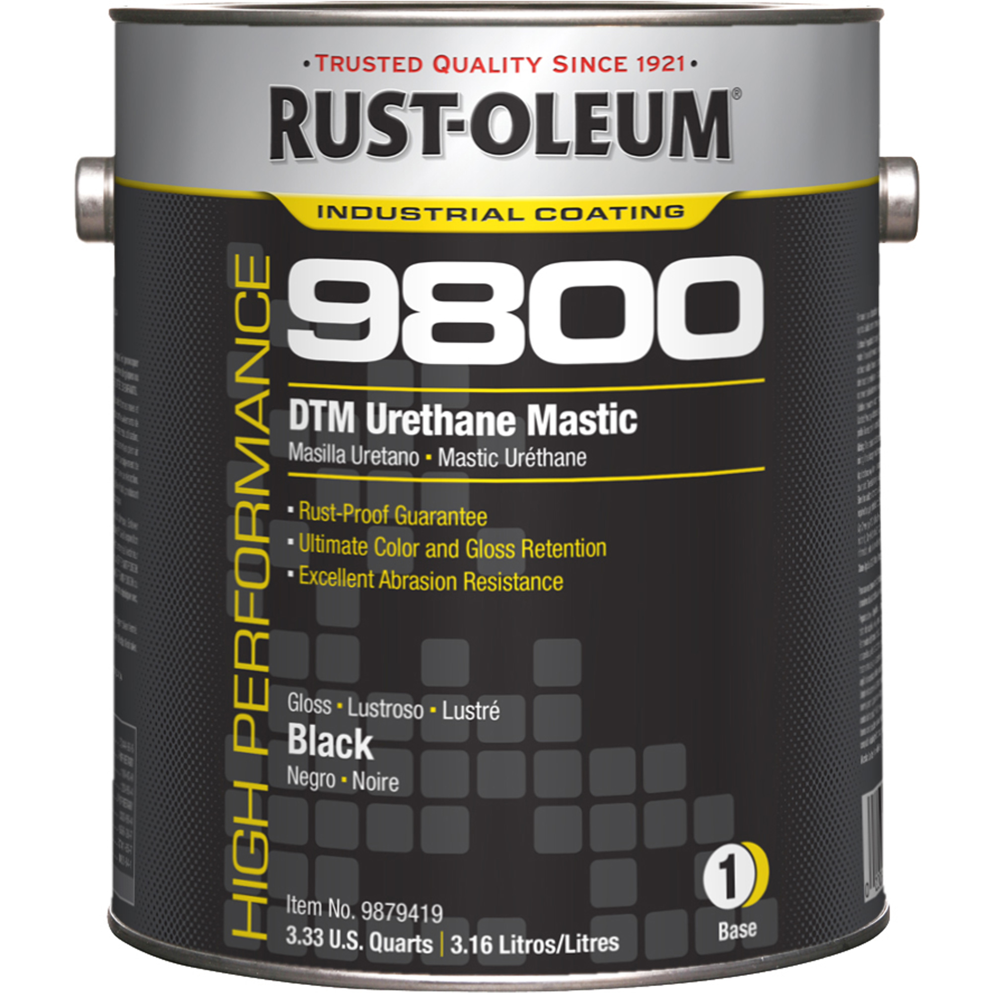 Rust-Oleum 9800 System DTM Urethane Mastic, 1 gal., Black, High-Gloss ...